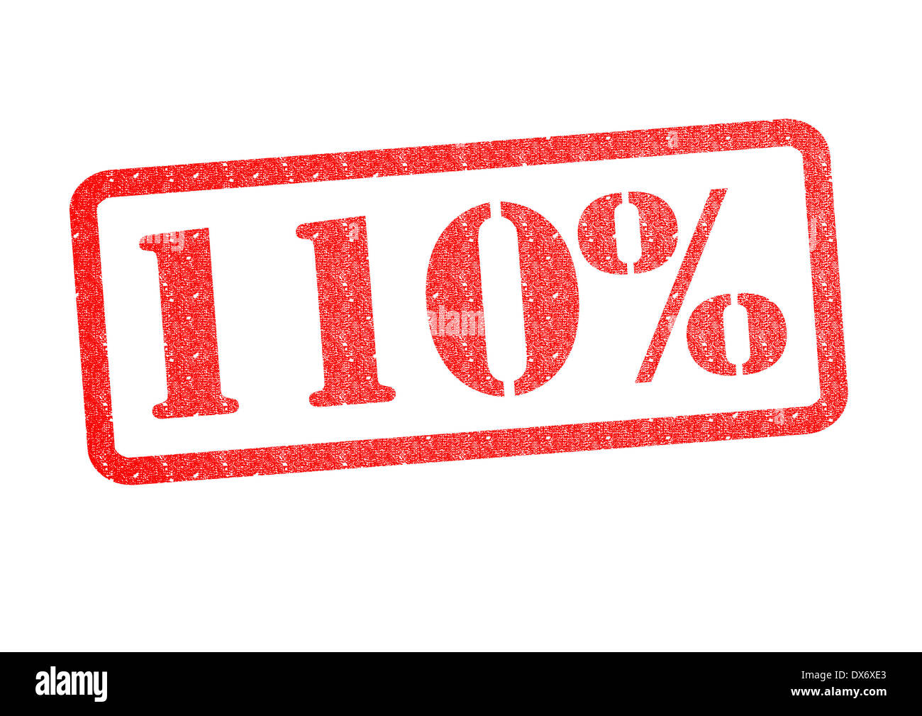 110% red rubber stamp over a white background Stock Photo - Alamy