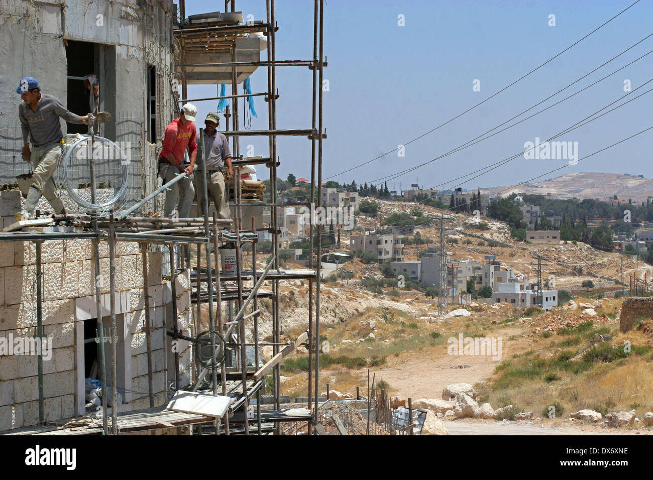 FILE PIX: 17th June, 2008. Jerusalem, Israel. Construction workers on a ...