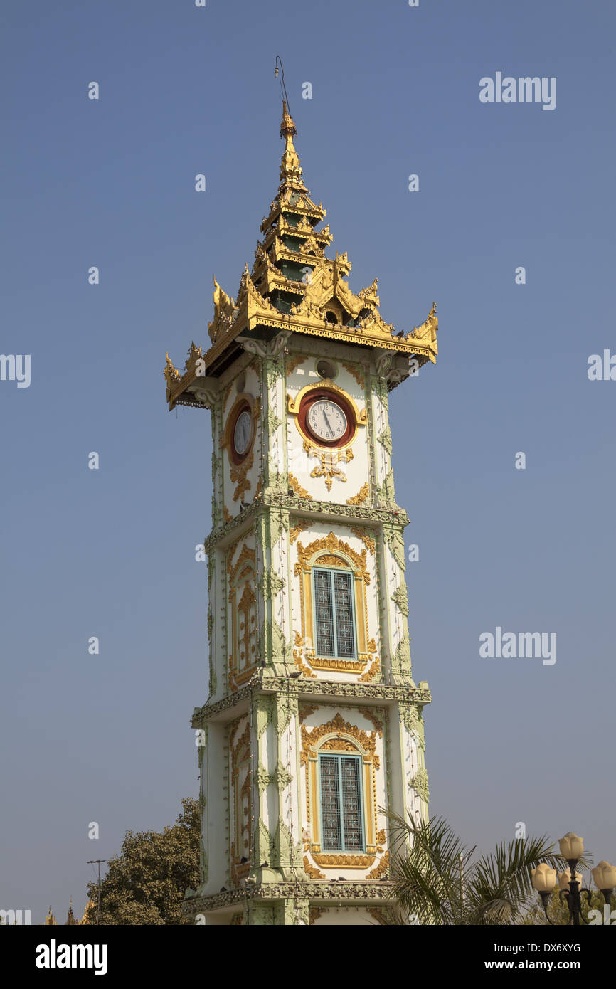 Clock tower at the Mahamuni Pagoda, Mandalay, Myanmar, (Burma Stock ...