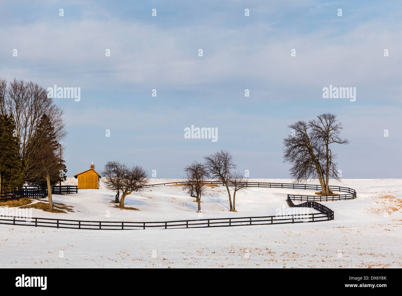Snow scene on a farm in southern ontario Stock Photo - Alamy