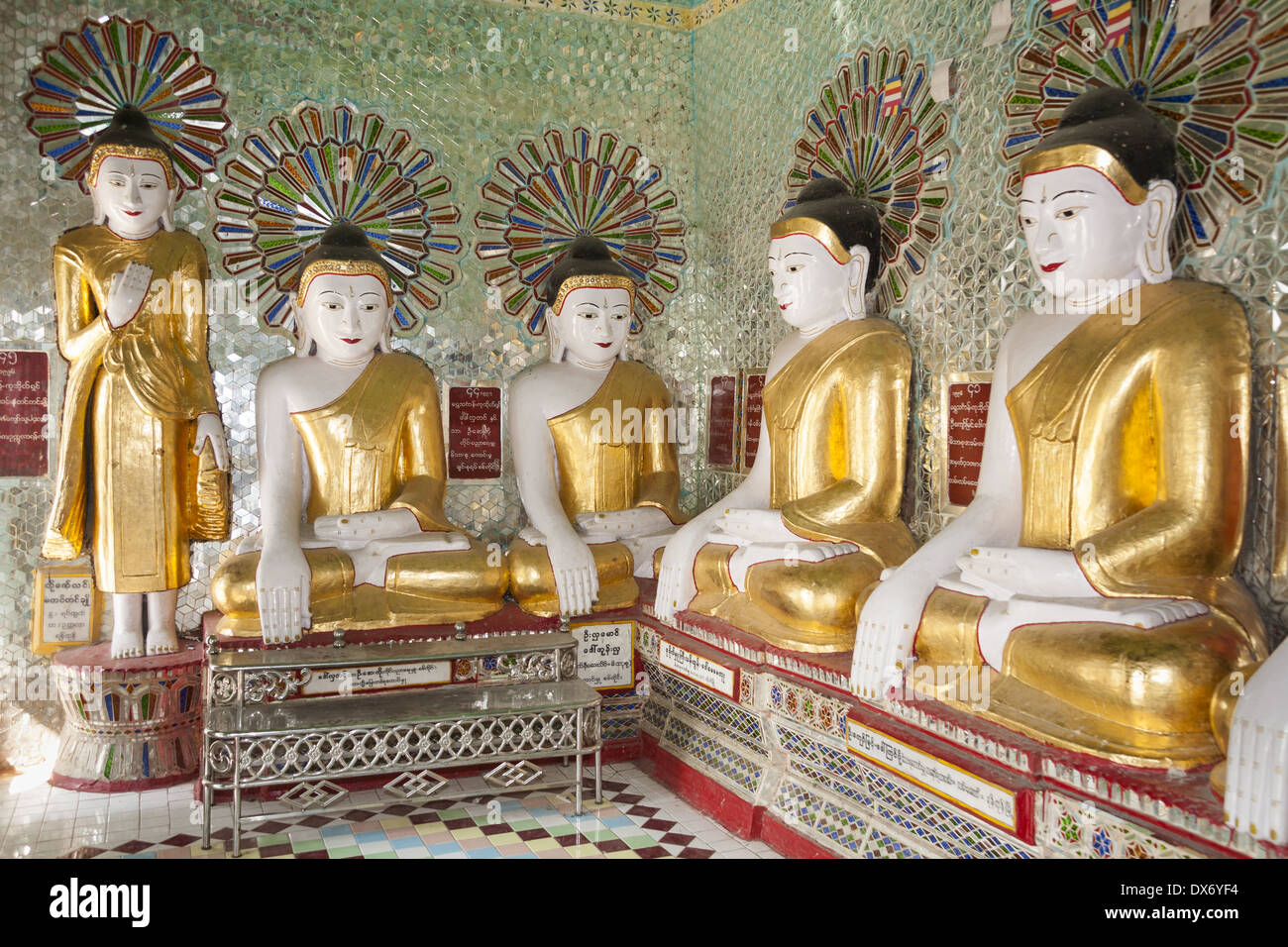 Buddha statues inside U Min Thonze Pagoda, Sagaing, near Mandalay ...