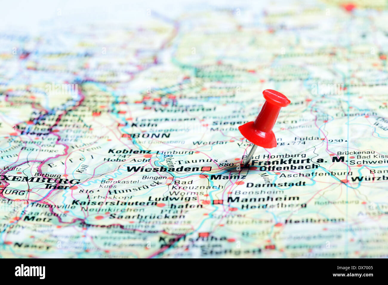 Push pin in a map, close up Stock Photo - Alamy
