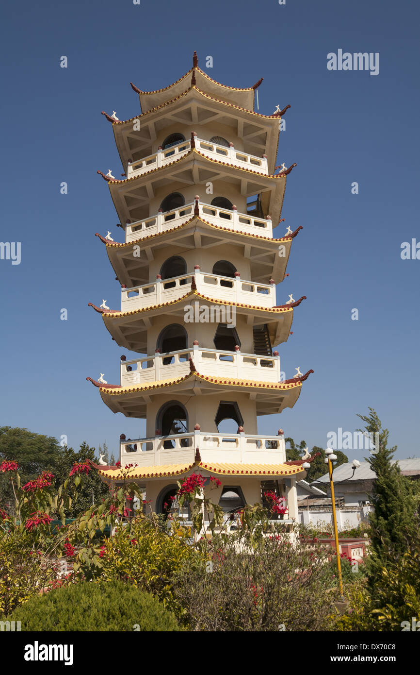 Pagoda at Chinese Temple, Pyin Oo Lwin, also known as Pyin U Lwin and Maymyo, near Mandalay ...