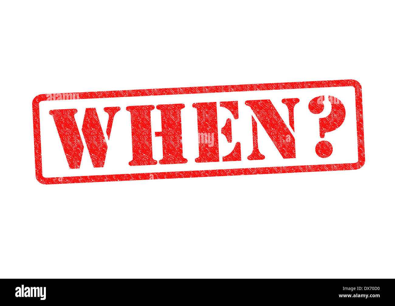 WHEN? Rubber stamp over a white background Stock Photo - Alamy