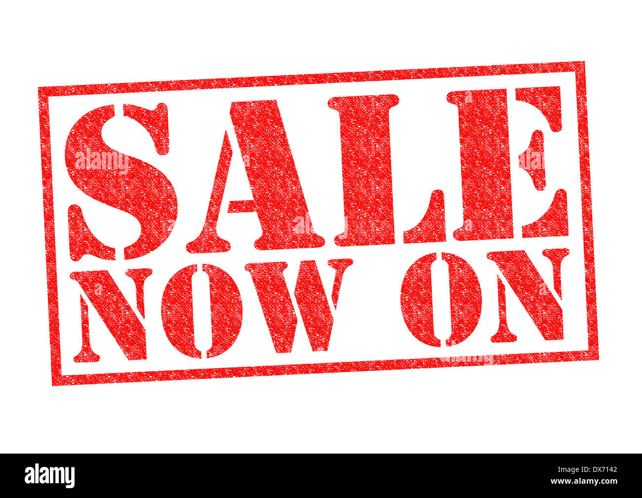 SALE NOW ON Rubber Stamp over a white background Stock Photo - Alamy
