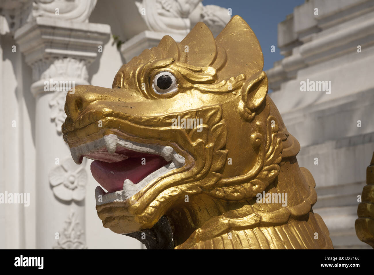 Mythical statue at Shwedagon Pagoda, Yangon, (Rangoon), Myanmar, (Burma ...