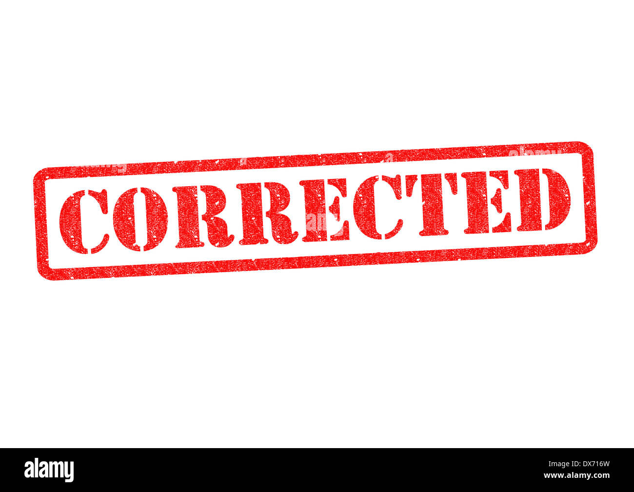 CORRECTED Rubber stamp over a white background Stock Photo - Alamy