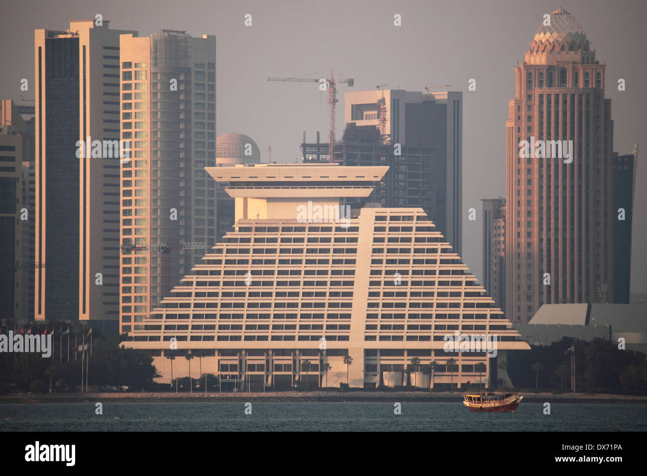 The pyramid-like Sheraton Doha Resort and Convention Hotel in Doha ...