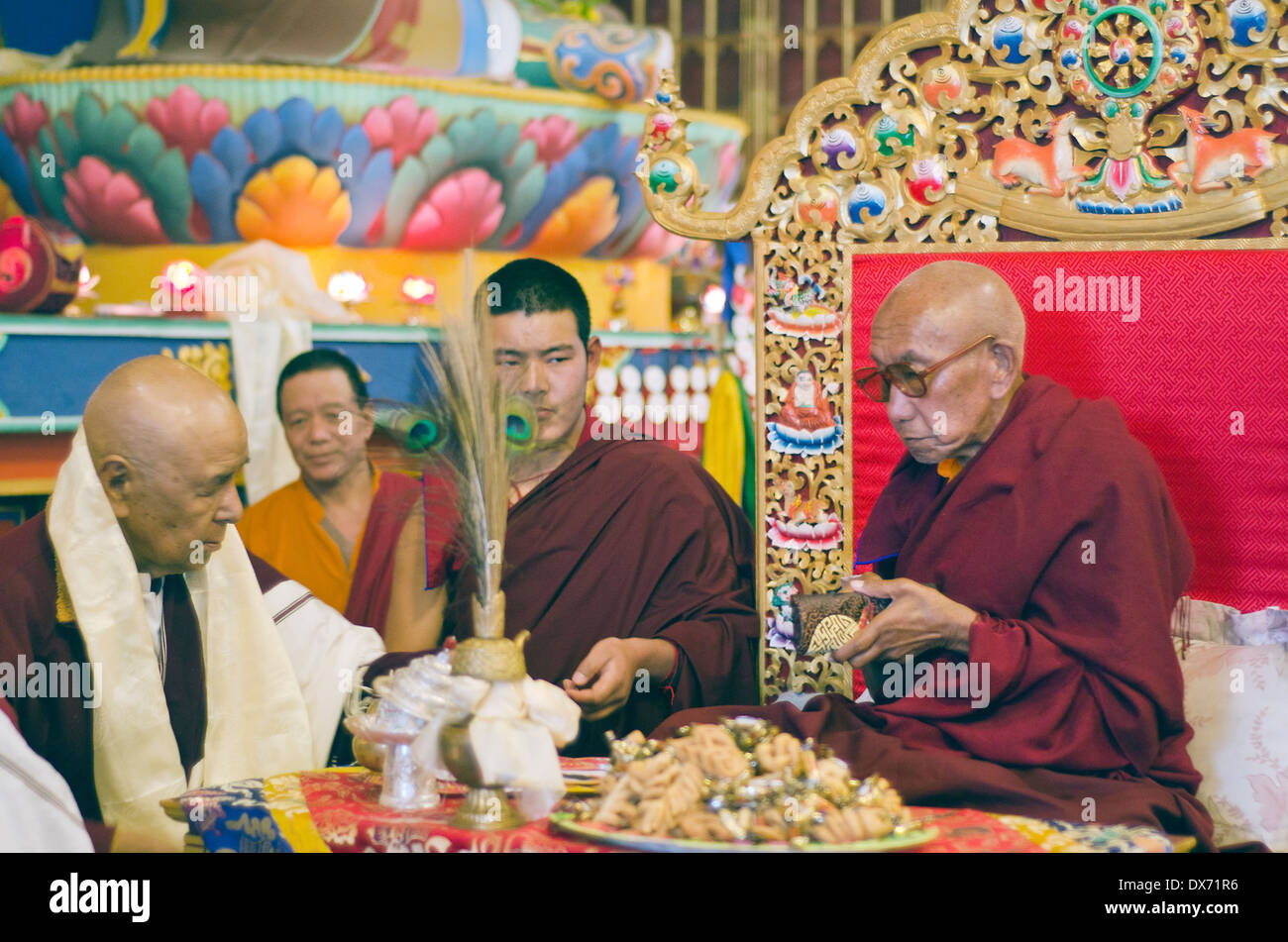 Buddhist Lama blesses monks during Loshar (Tibetan New Year ...