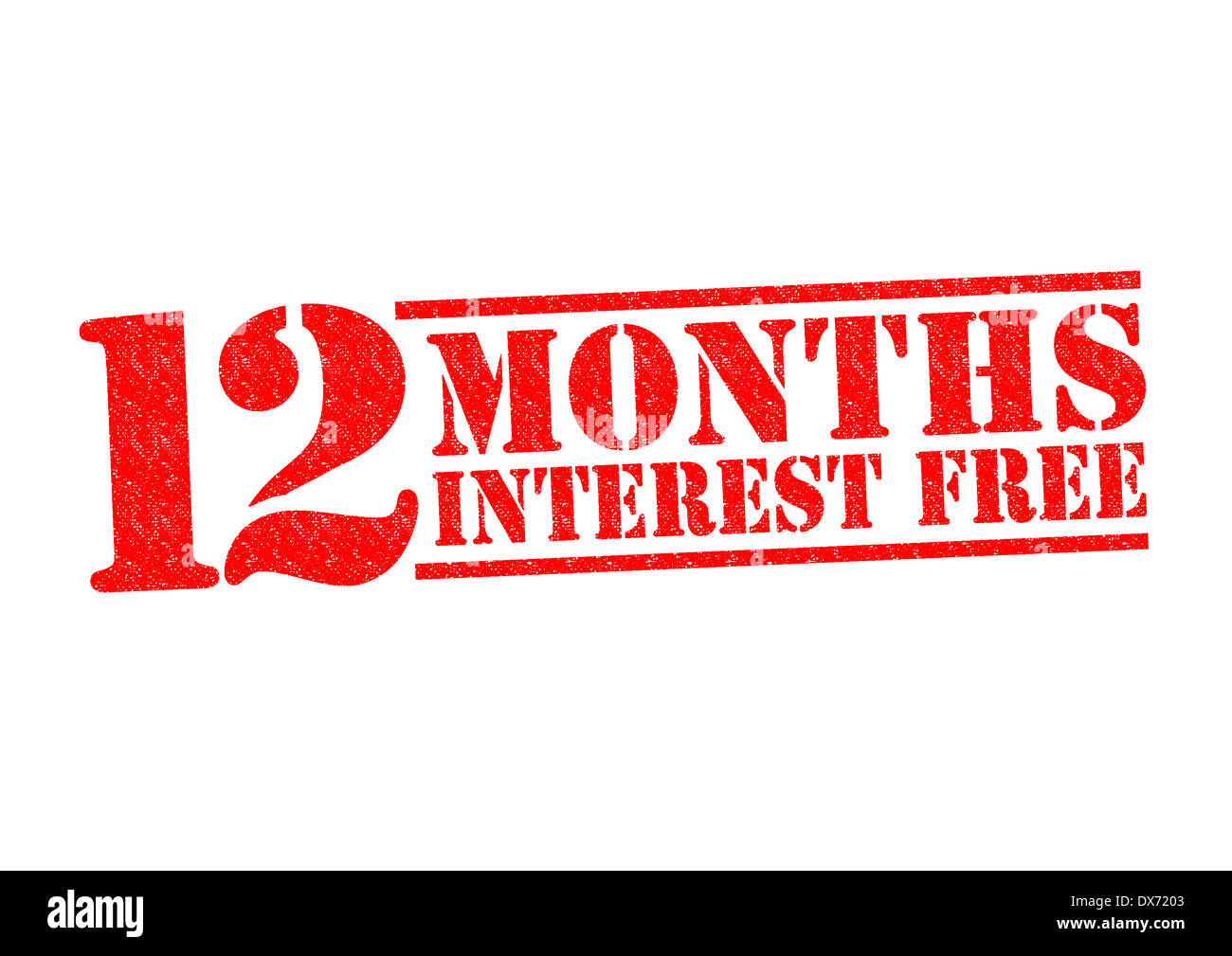 12 MONTHS INTEREST FREE Rubber Stamp over a white background Stock ...