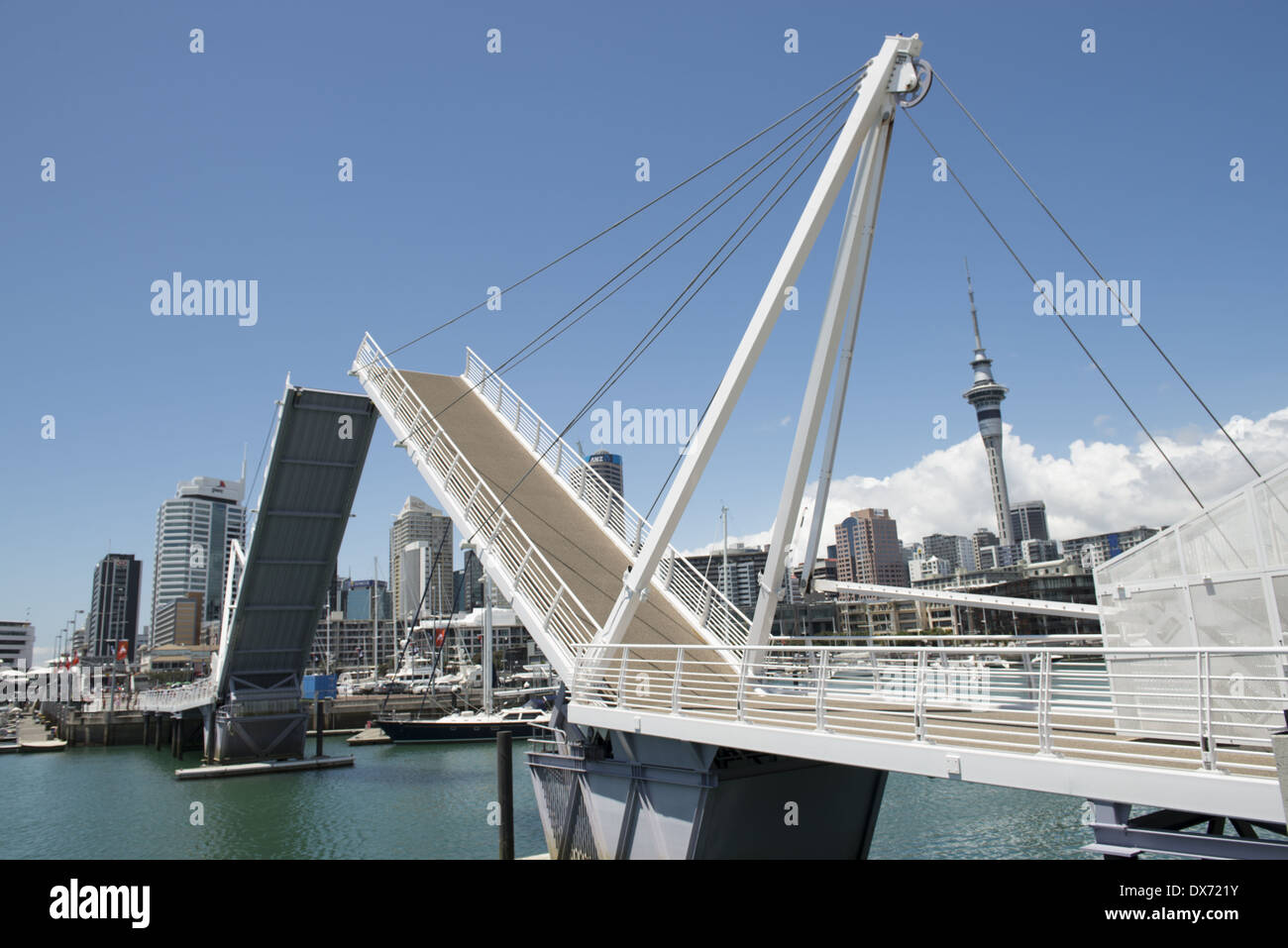 The swing bridge across the entrance to the Viaduct Harbour Stock Photo ...