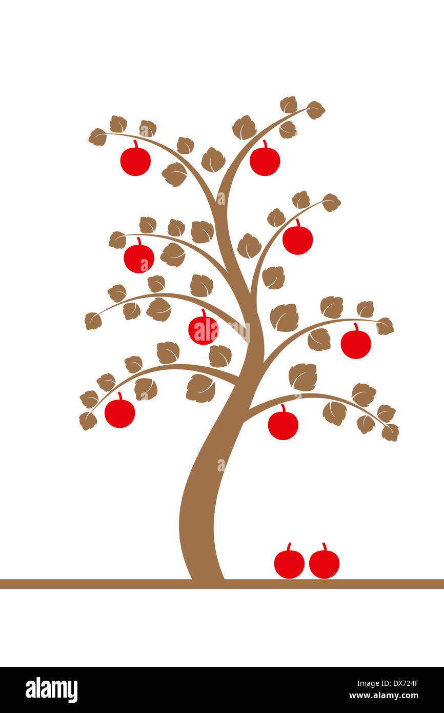 Beautiful apple tree isolated on white background Stock Photo - Alamy