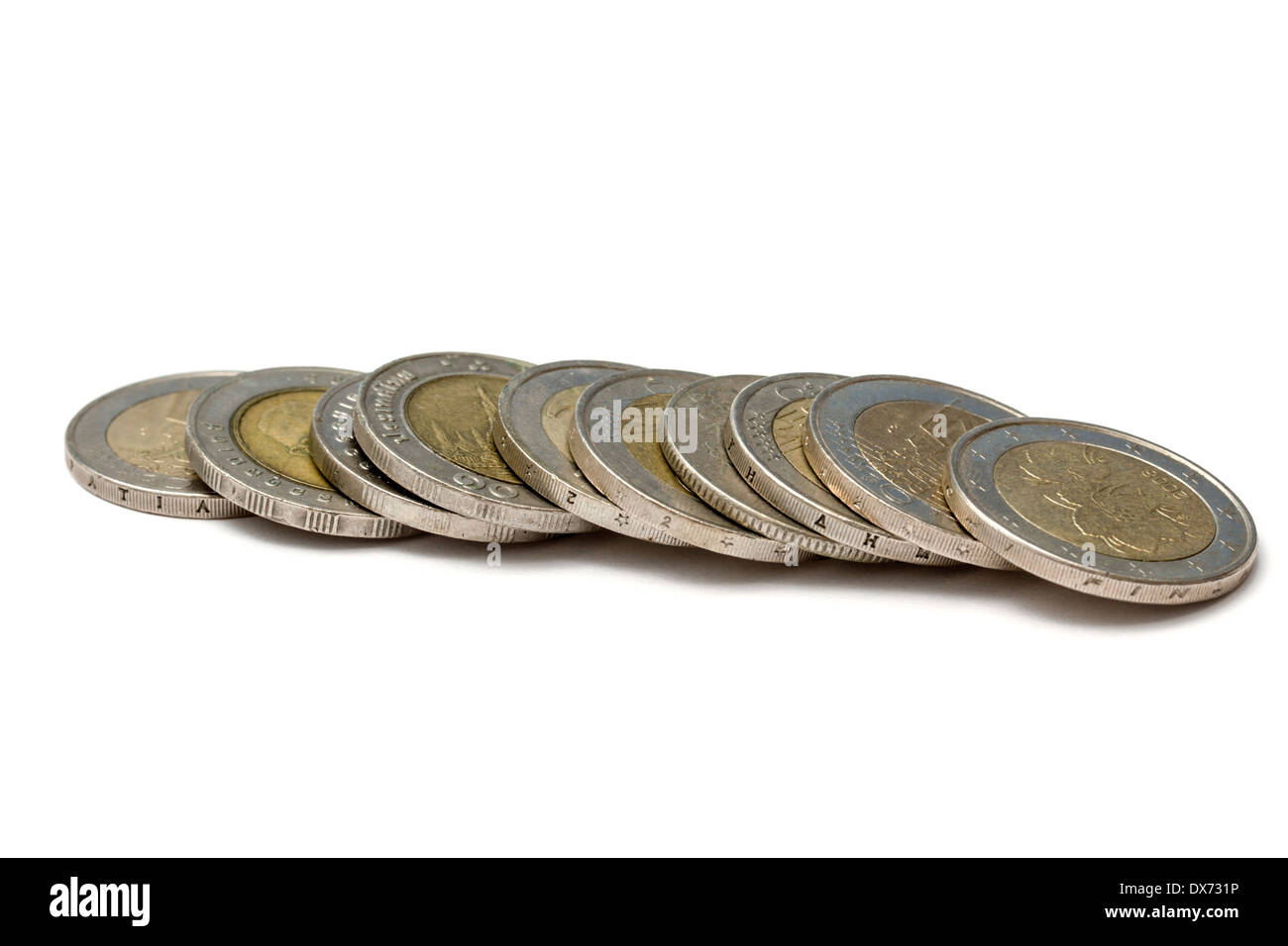 Euro coins isolated on white background Stock Photo - Alamy
