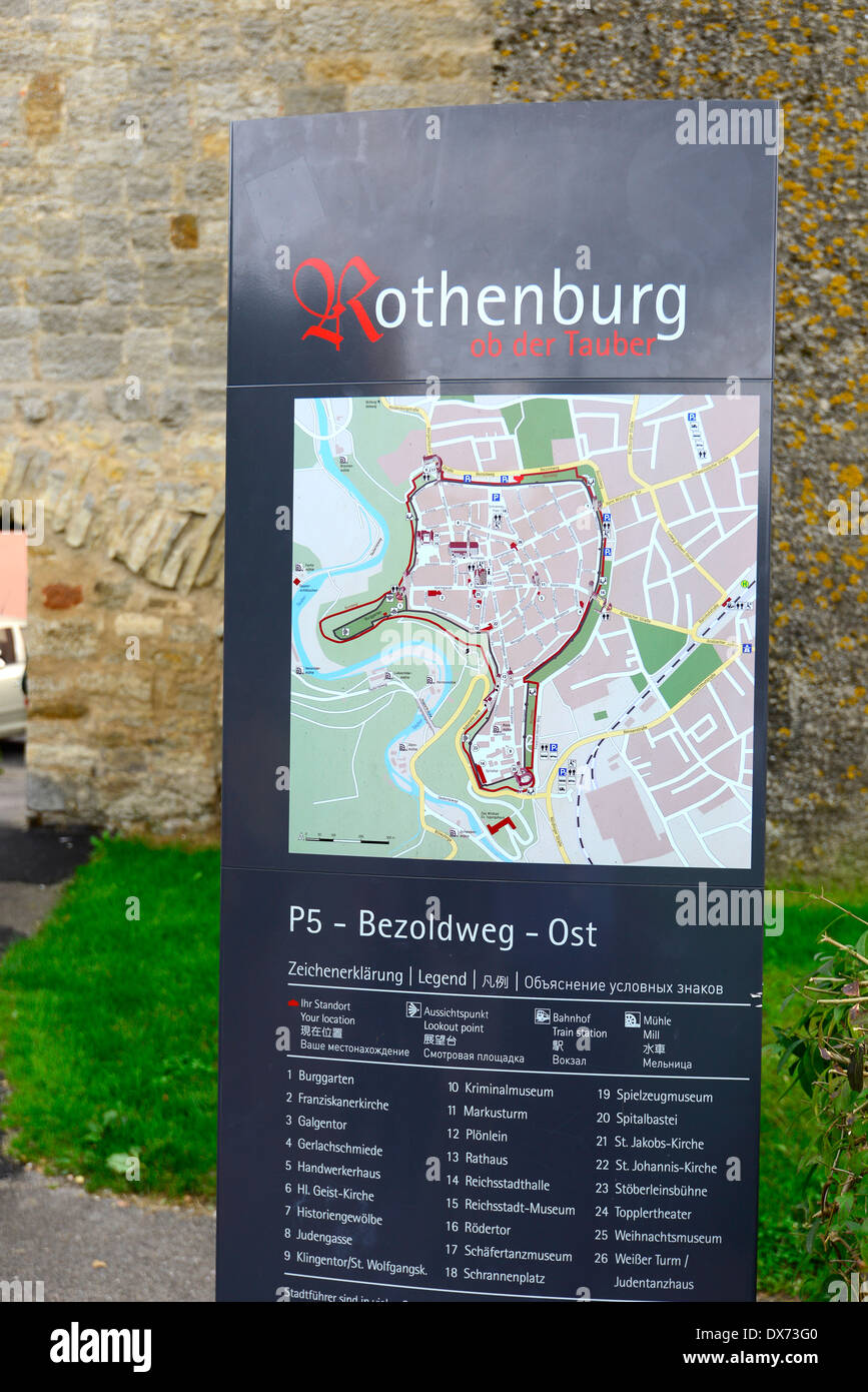 Walking Map Rothenburg Germany DE Franconia Bavaria Stock Photo Alamy