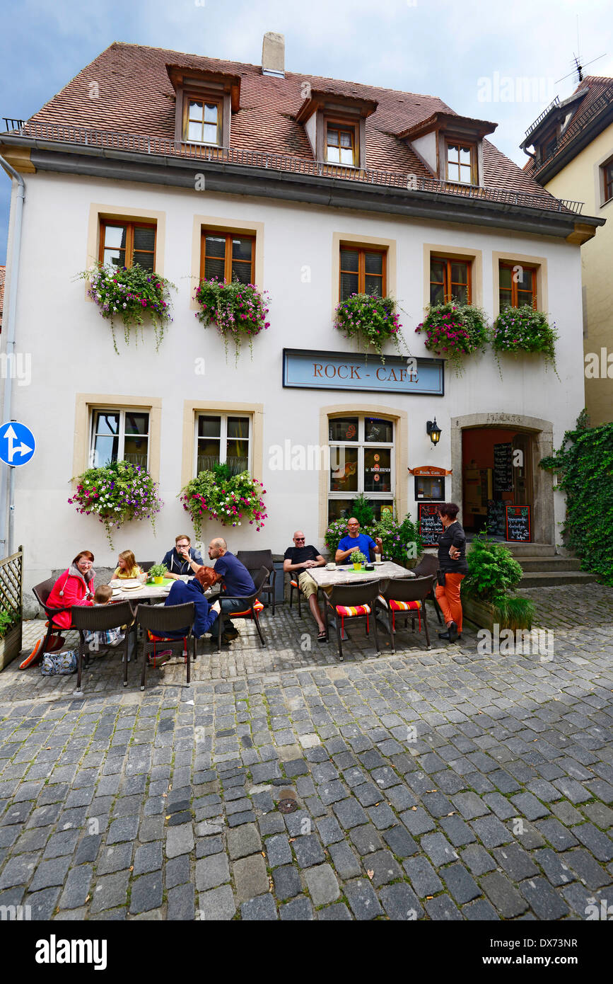 Outdoor Cafe Shopping Rothenburg Germany DE Franconia Bavaria Stock ...