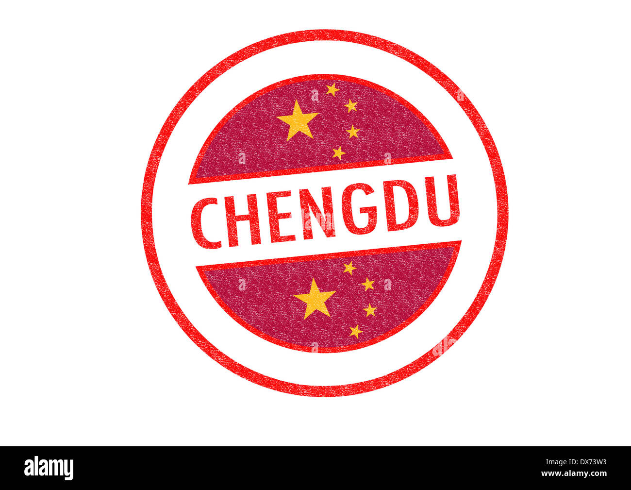 Passport-style CHENGDU (China) rubber stamp over a white background ...