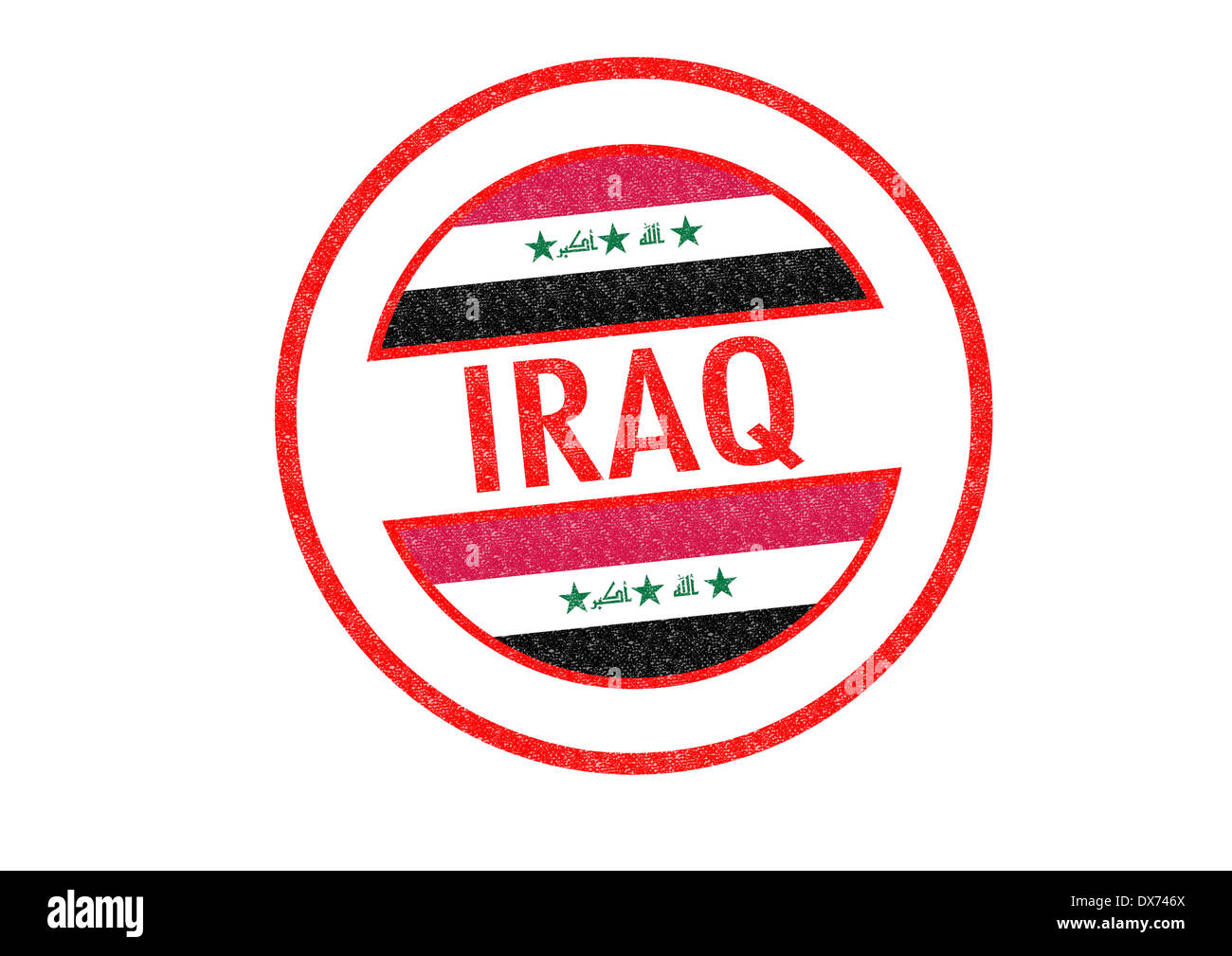 Passport-style IRAQ rubber stamp over a white background Stock Photo ...