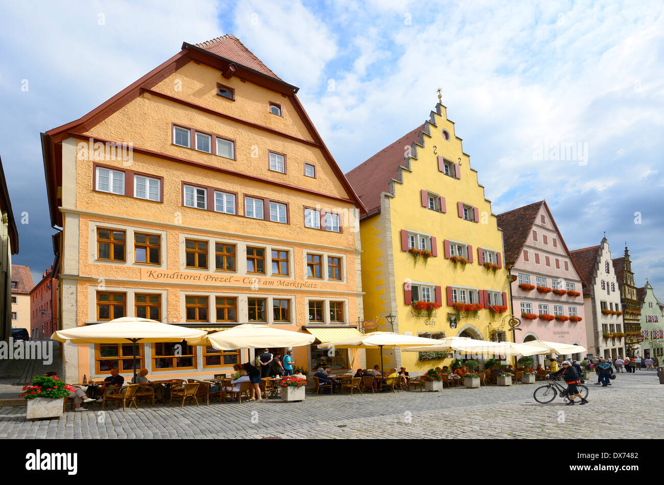 Outdoor Cafe Shopping Rothenburg Germany DE Franconia Bavaria Stock ...