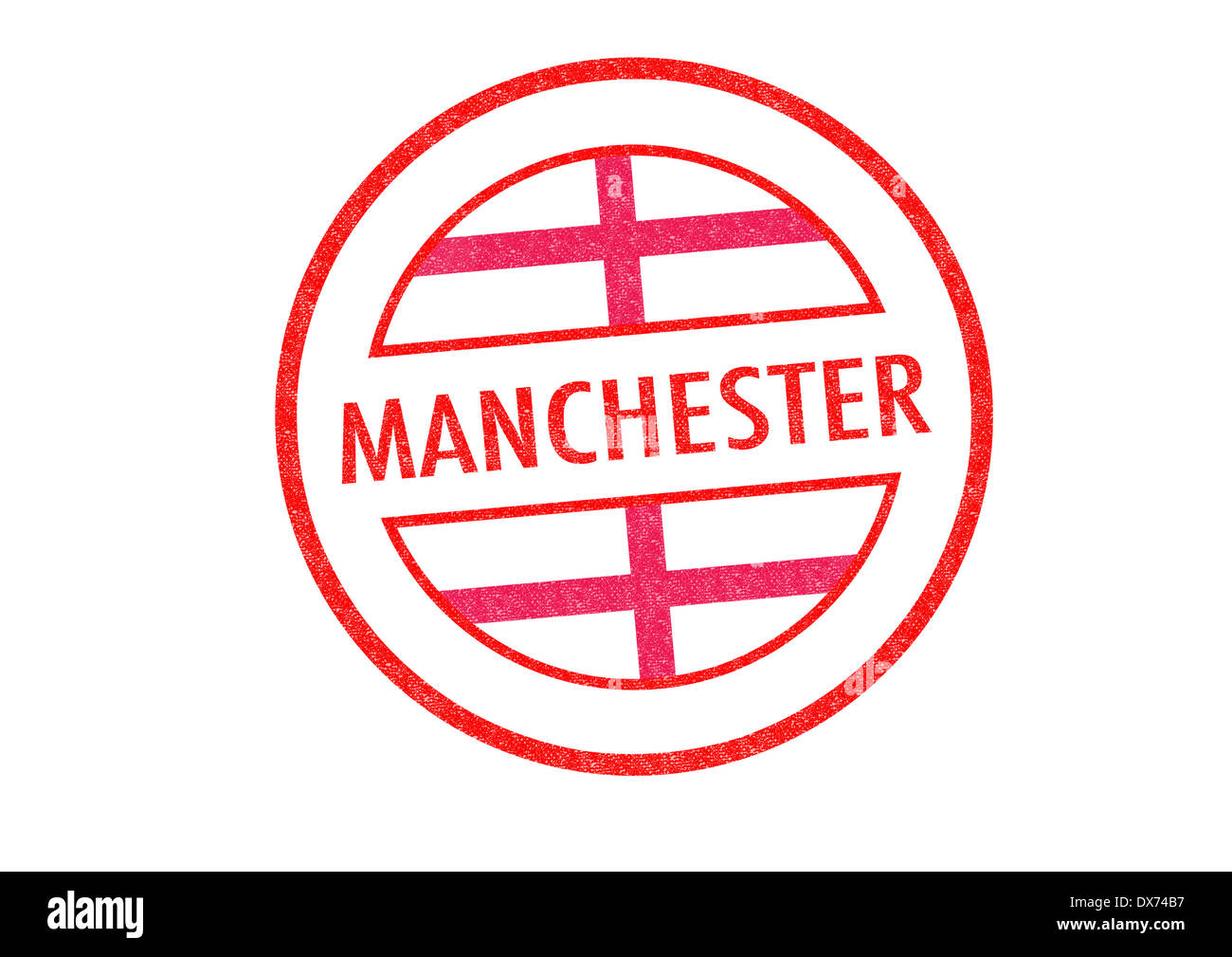 Passport-style MANCHESTER rubber stamp over a white background Stock ...