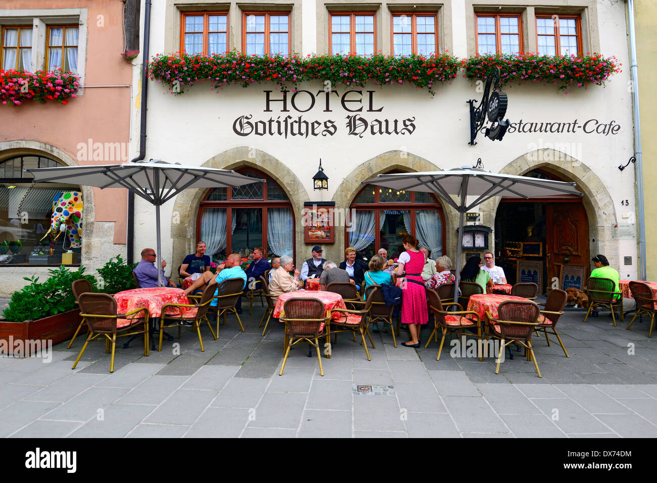 Outdoor Cafe Shopping Rothenburg Germany DE Franconia Bavaria Stock ...