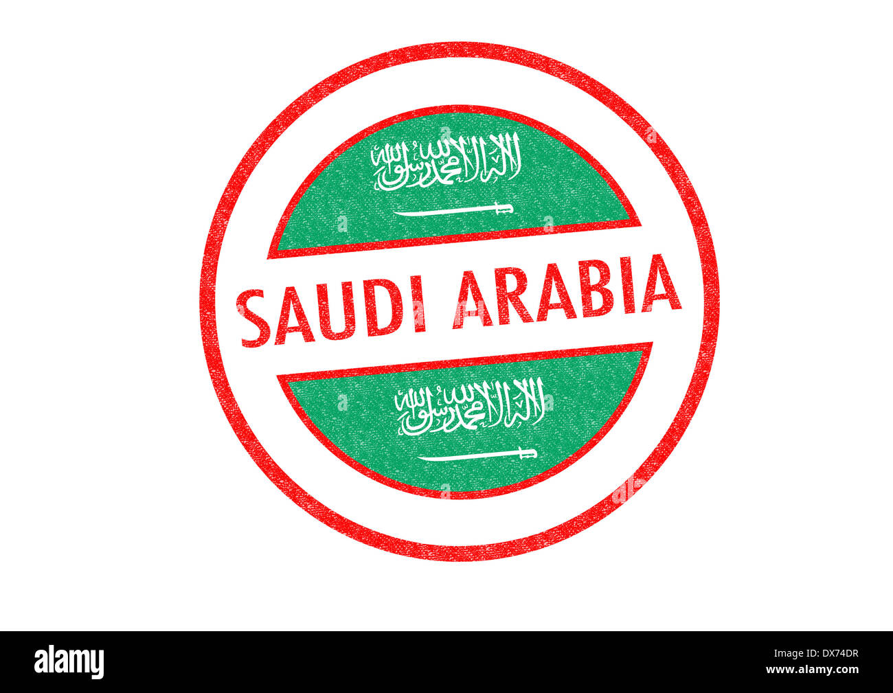 Passport-style SAUDI ARABIA rubber stamp over a white background Stock ...
