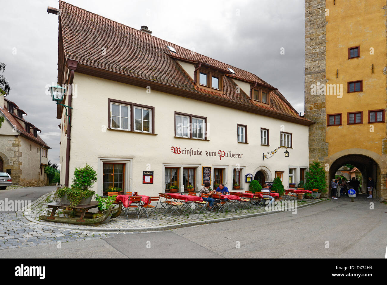 Outdoor Cafe Shopping Rothenburg Germany DE Franconia Bavaria Stock ...