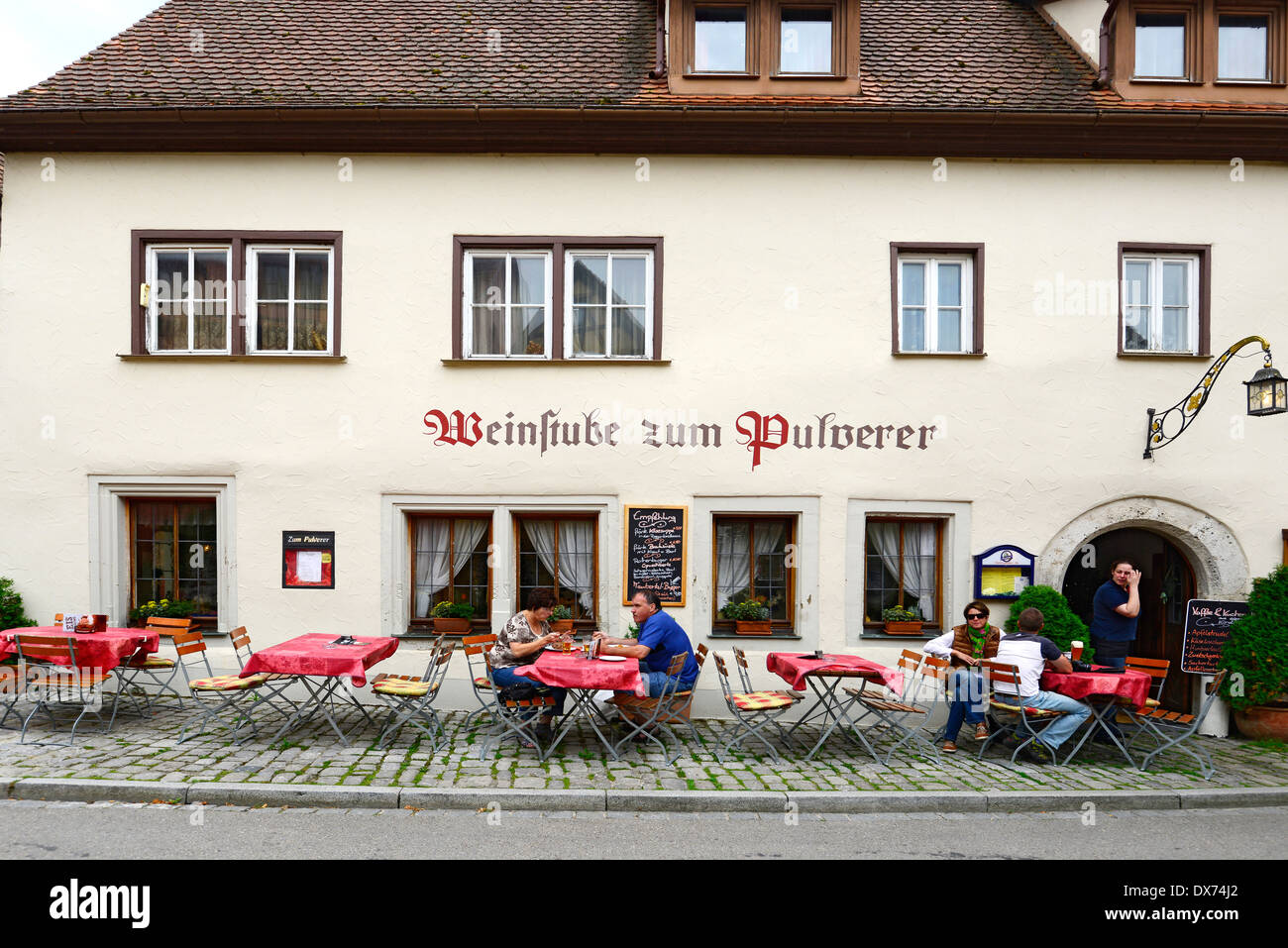 Outdoor Cafe Shopping Rothenburg Germany DE Franconia Bavaria Stock ...