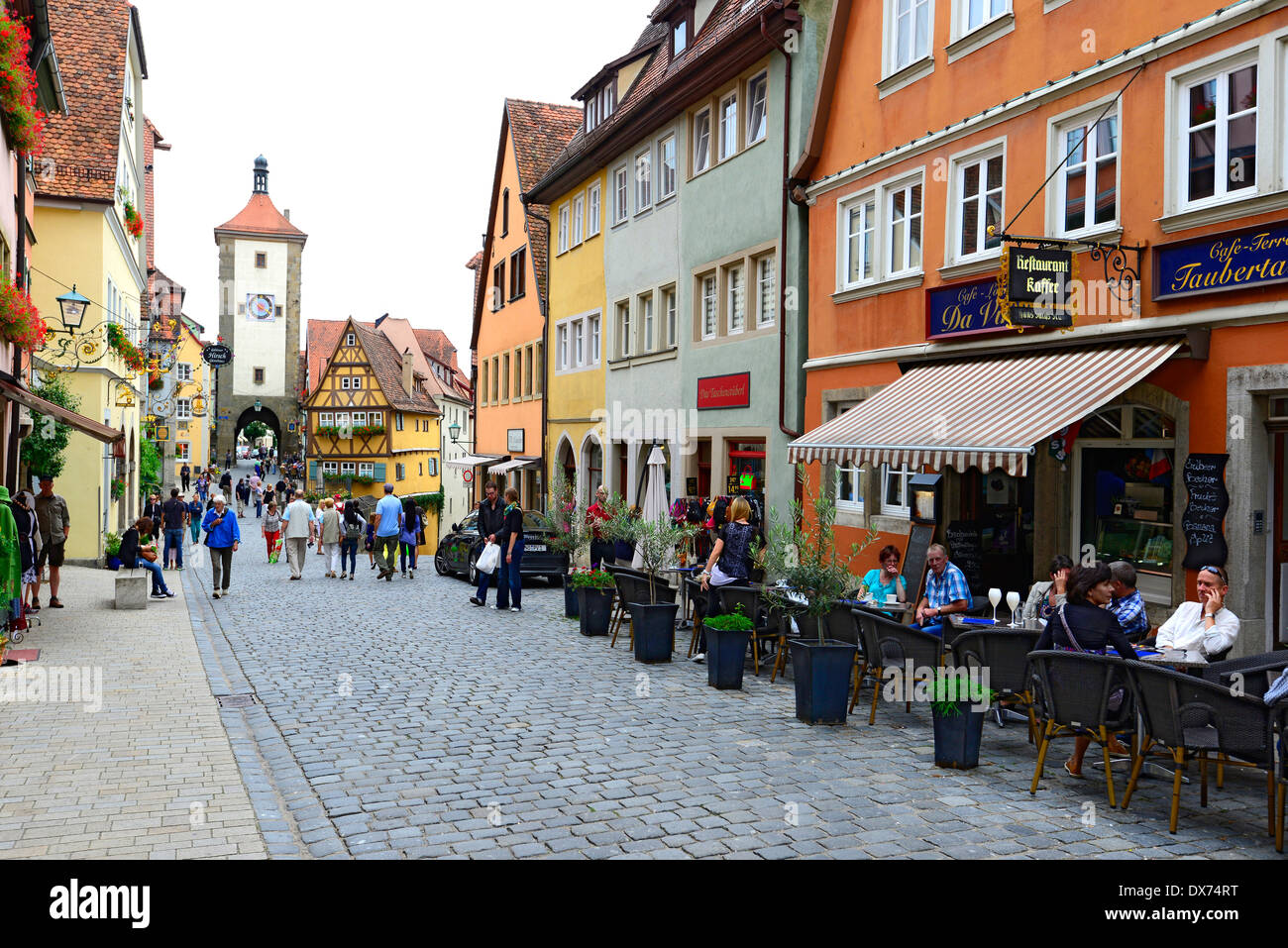 Outdoor Cafe Shopping Rothenburg Germany DE Franconia Bavaria Stock ...