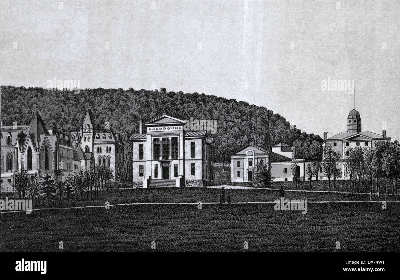 Circa 1885 view of Presbyterian College, Redpath Museum, Molson Hall ...