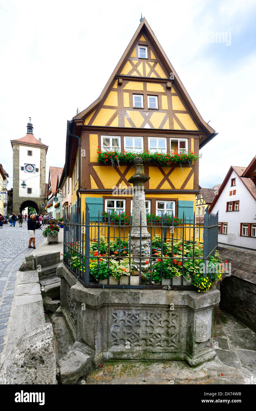 Clock Tower Street Arch Rothenburg Germany DE Franconia Bavaria Stock ...