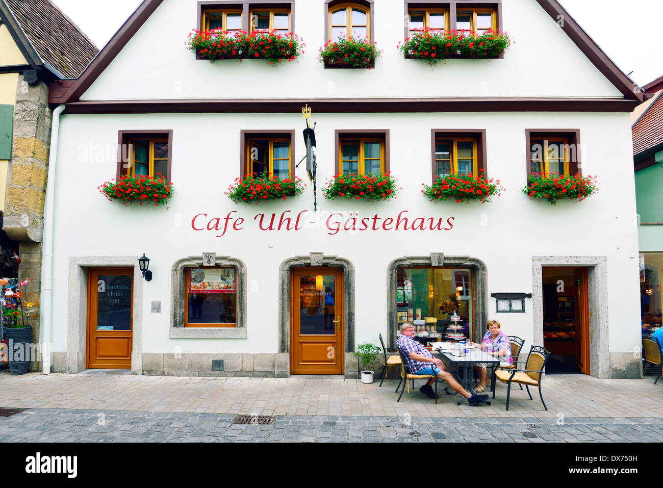 Outdoor Cafe Shopping Rothenburg Germany DE Franconia Bavaria Stock ...