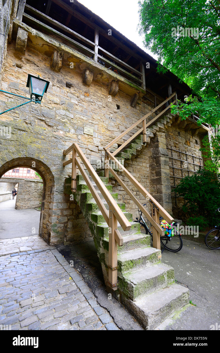 Stairs to Town Walls Rothenburg Germany DE Franconia Bavaria Stock ...