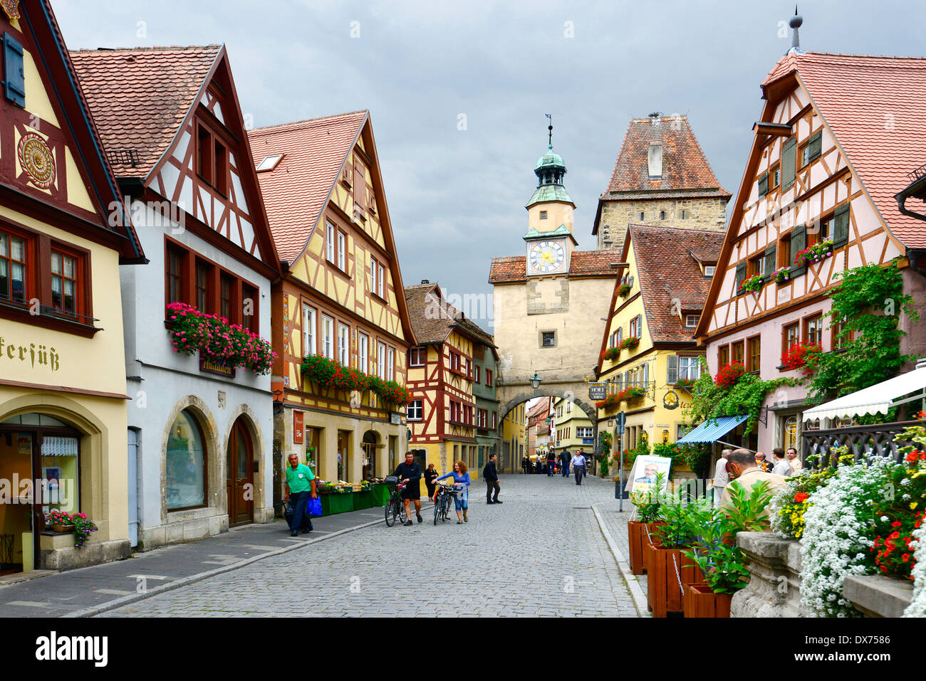 Clock Tower Street Arch Rothenburg Germany DE Franconia Bavaria Stock ...