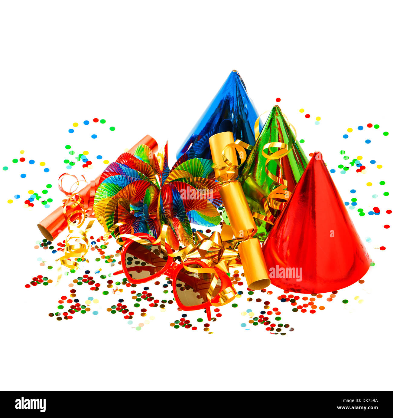 colorful carnival and birthday party decoration. garlands, streamer ...