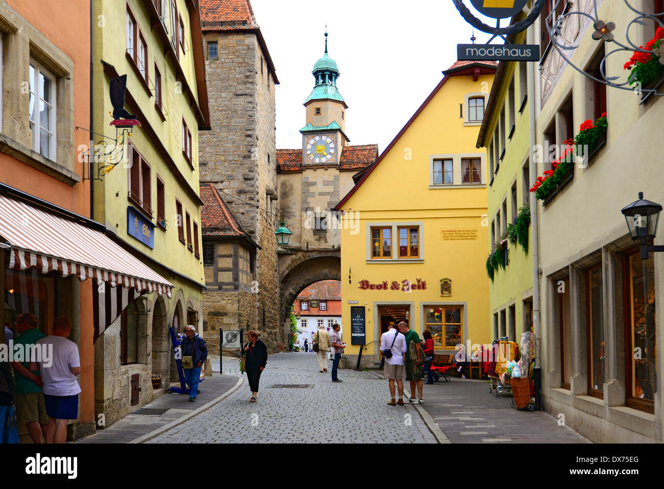 Clock Tower Street Arch Rothenburg Germany DE Franconia Bavaria Stock ...