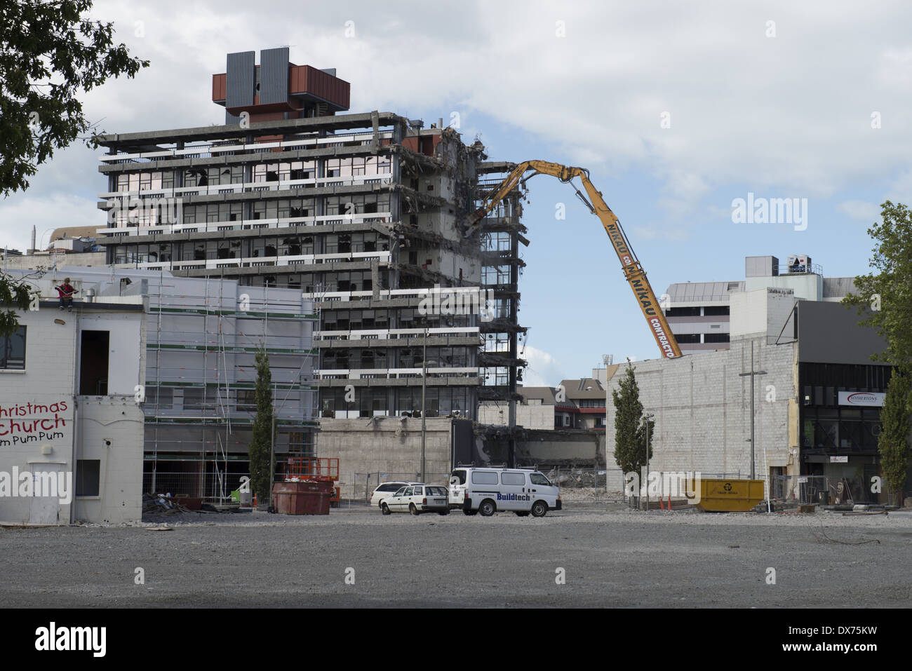 Earthquake damaged buildings in the Central Business District being ...