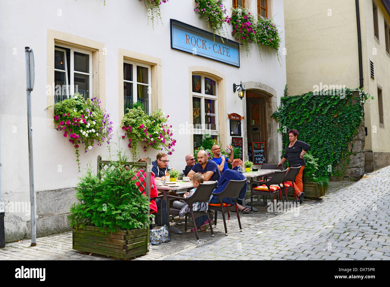 Outdoor Cafe Shopping Rothenburg Germany DE Franconia Bavaria Stock ...