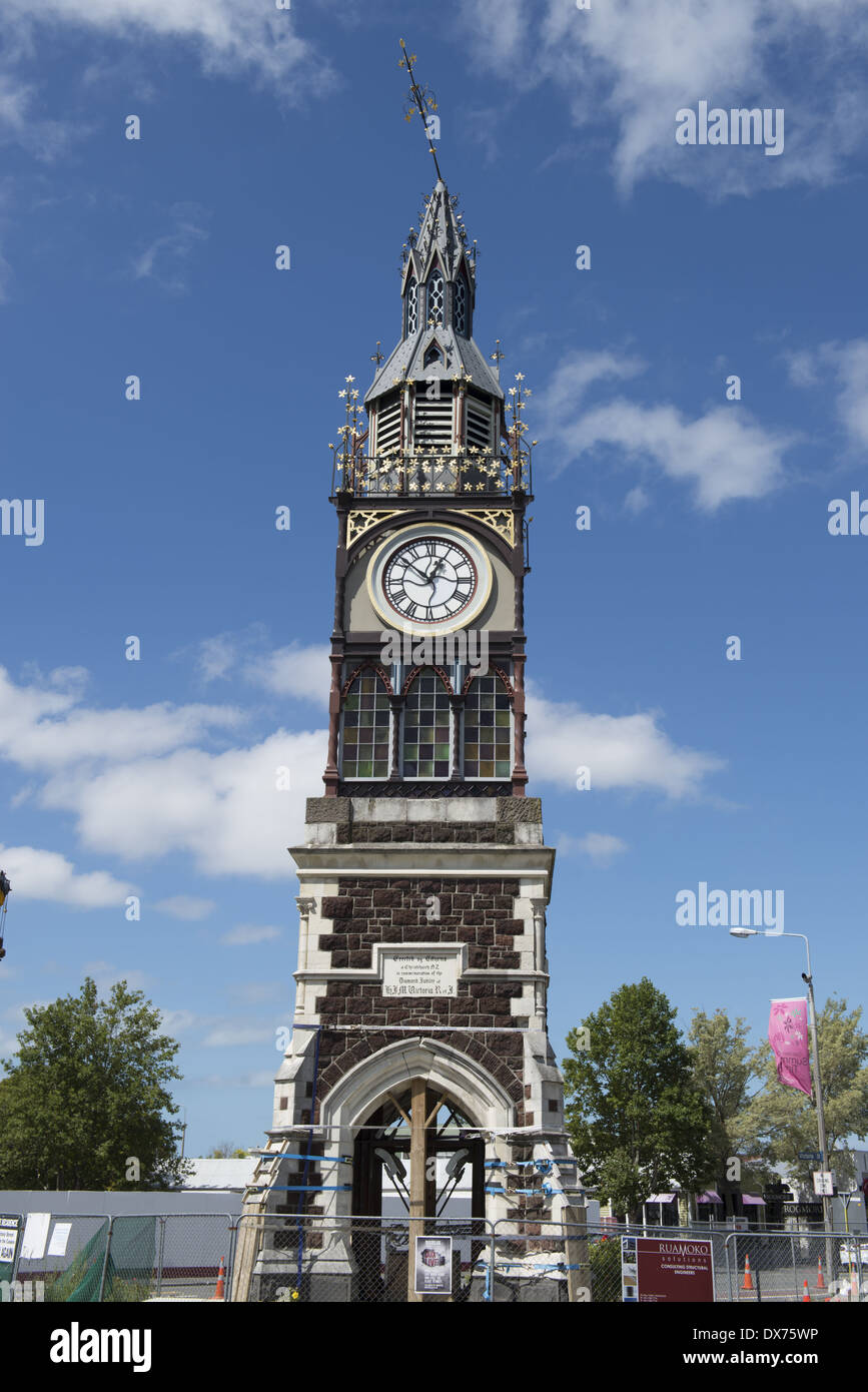 Victorian Clock Tower on Victoria Street, damaged by the earthquakes ...