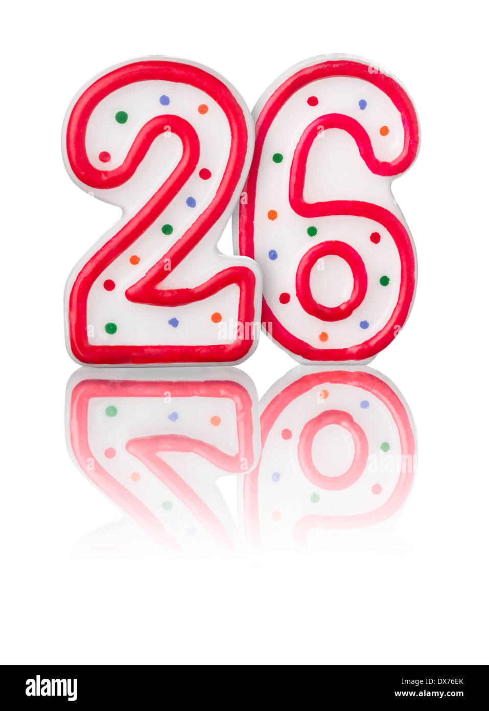 Red number 26 with reflection on a white background Stock Photo - Alamy