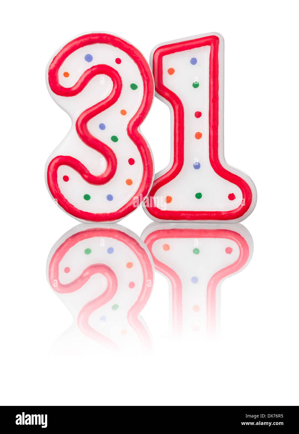 Red number 31 with reflection on a white background Stock Photo - Alamy