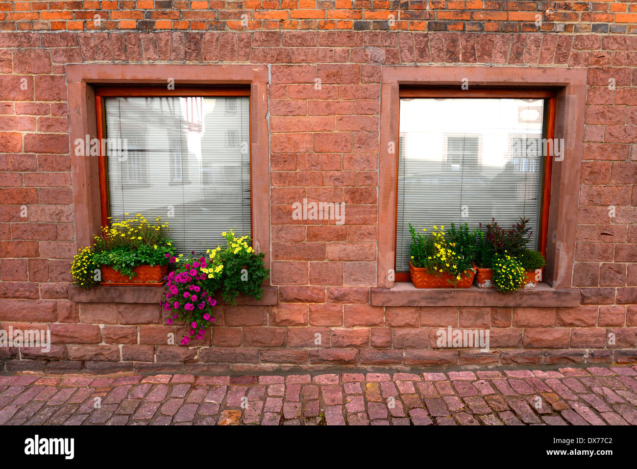 Windows Flower Boxes Wertheim Germany DE Europe Stock Photo - Alamy