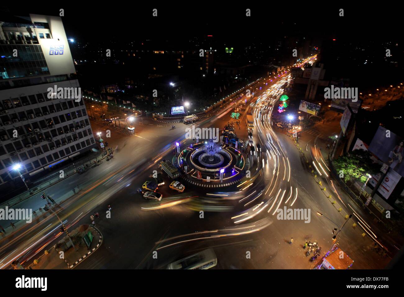 March 2014. A nocturnal view of the Karwan Bazaar area near the SAARC ...
