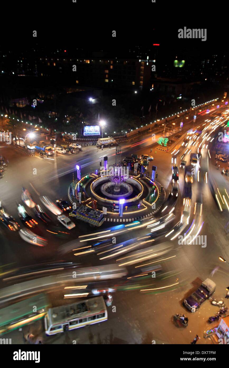 March 2014. A nocturnal view of the Karwan Bazaar area near the SAARC ...