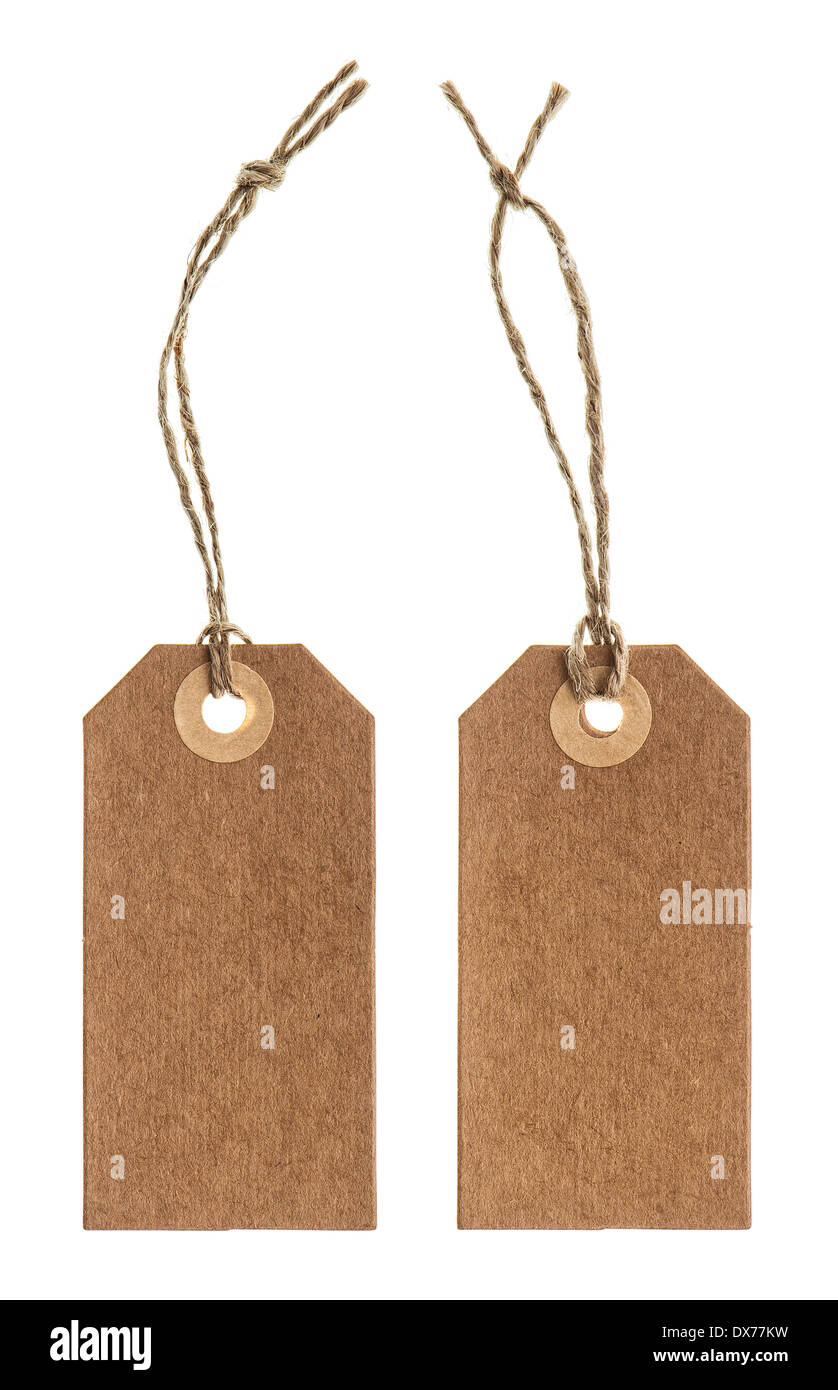 brown paper tag with string isolated on white background Stock Photo ...