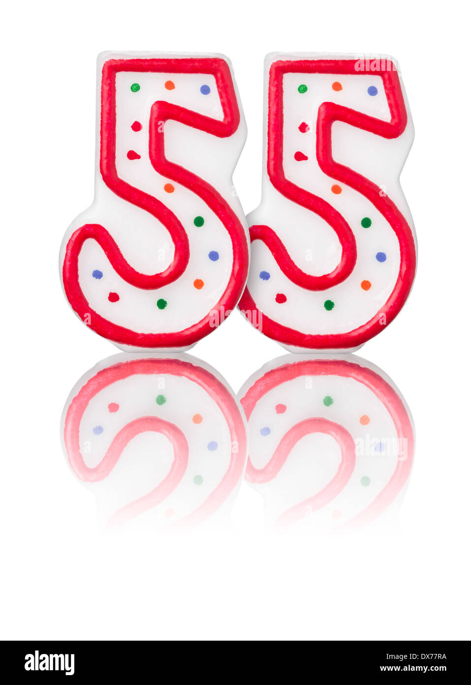 Red number 55 with reflection on a white background Stock Photo - Alamy