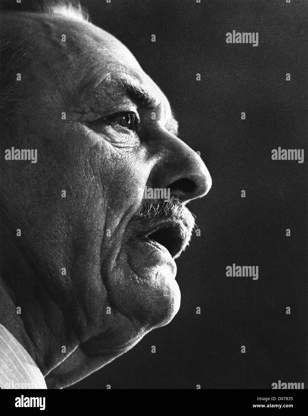 Enoch Powell gives a speech at the Connaught Hotel in Wolverhampton ...