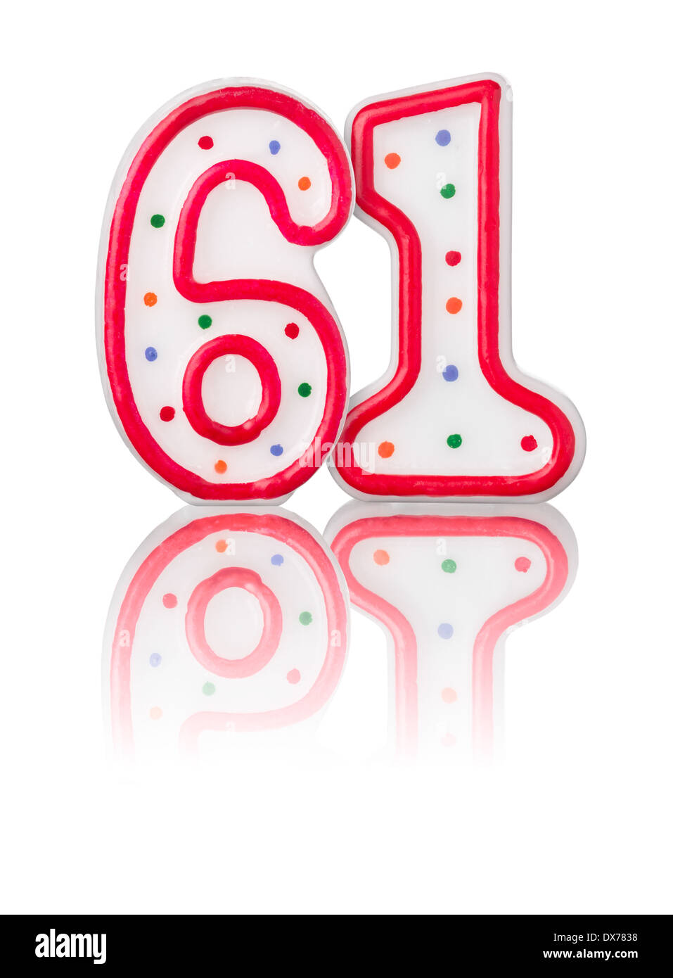 Red number 61 with reflection on a white background Stock Photo - Alamy