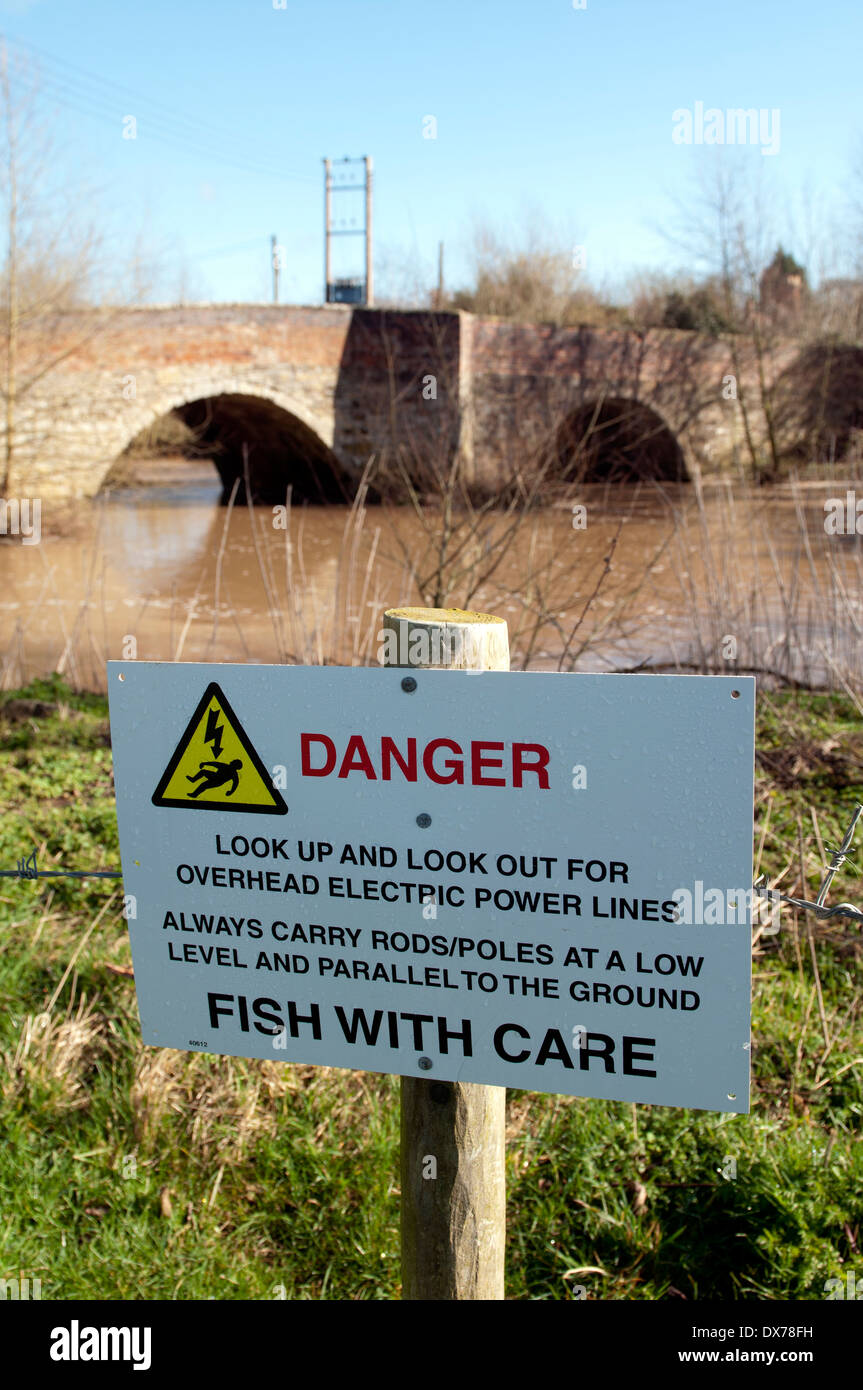 Fishing warning sign, Oversley Green, near Alcester, Warwickshire ...