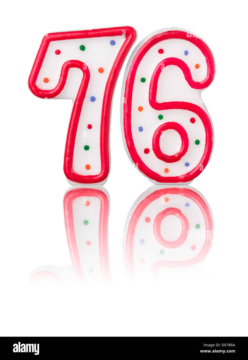 Red number 76 with reflection on a white background Stock Photo - Alamy