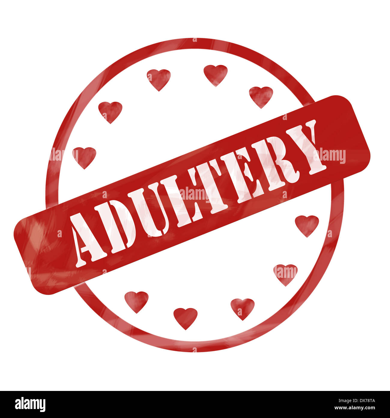 A red ink weathered roughed up circle and stars stamp design with the ...